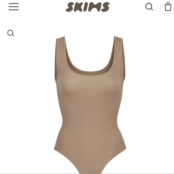 SKIMS | Tops | Skims Stretch Rib Scoop Tank Bodysuit In Desert Sm Nwt ...